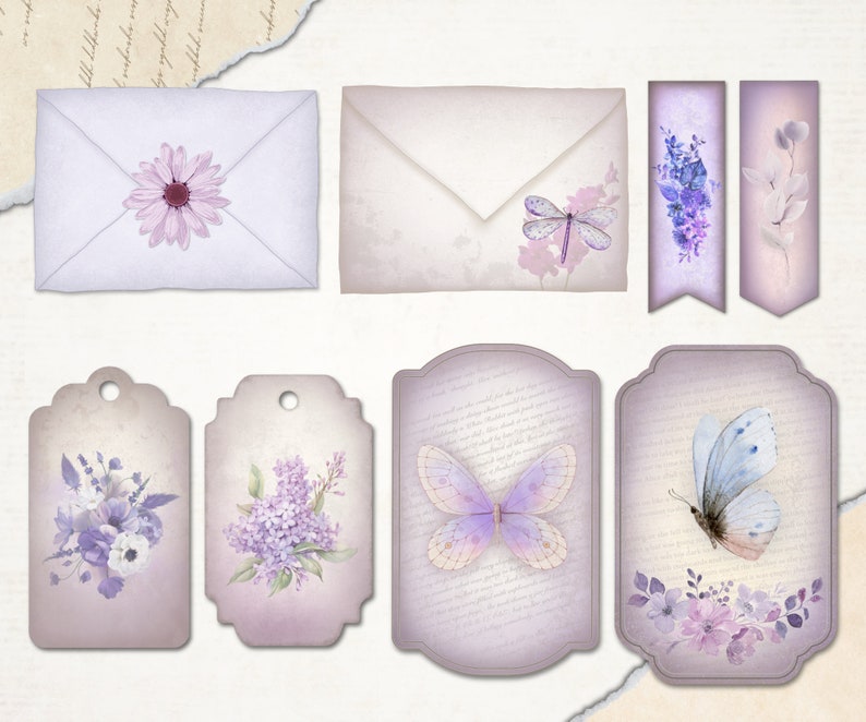 31 Scrapbook Digital Stickers | Vintage Purple Miscellaneous ...