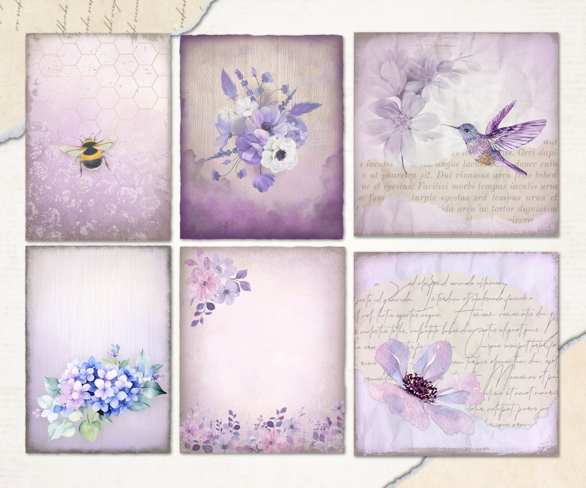 31 Scrapbook Digital Stickers | Vintage Purple Miscellaneous ...