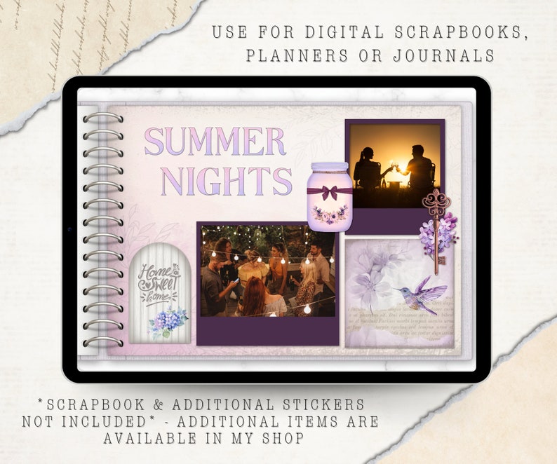 31 Scrapbook Digital Stickers Vintage Purple Miscellaneous ...