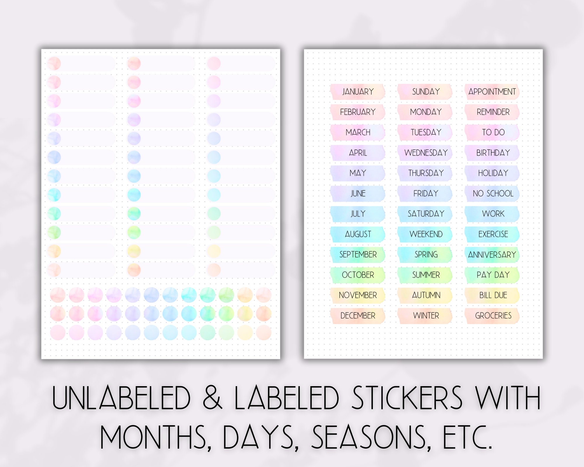 Pastel Watercolor Digital Planner Stickers FREE Stickers 321 Individual ...