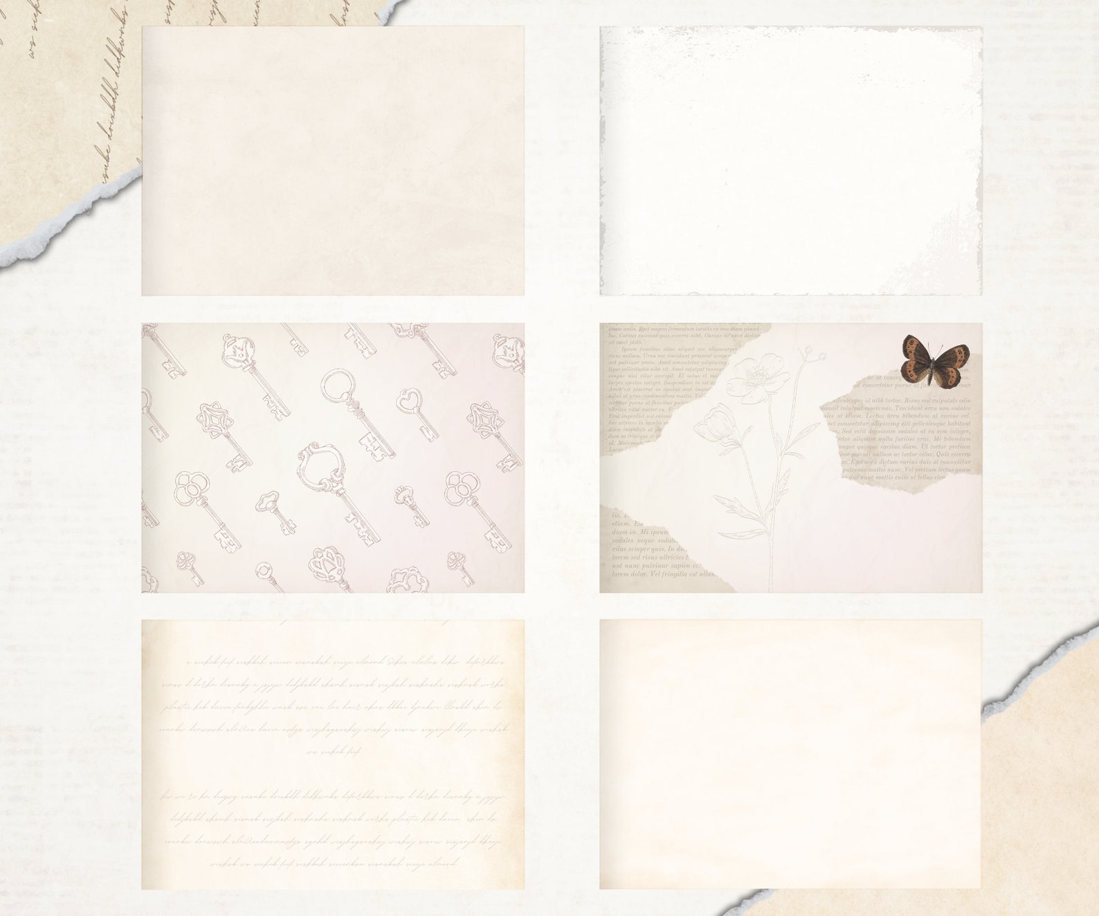 24 Vintage Paper Scrapbook Digital Sticker Page Overlays | Transparent ...