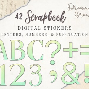 42 Alphabet Numbers & Punctuation Digital Scrapbook Stickers | Dreamy ...