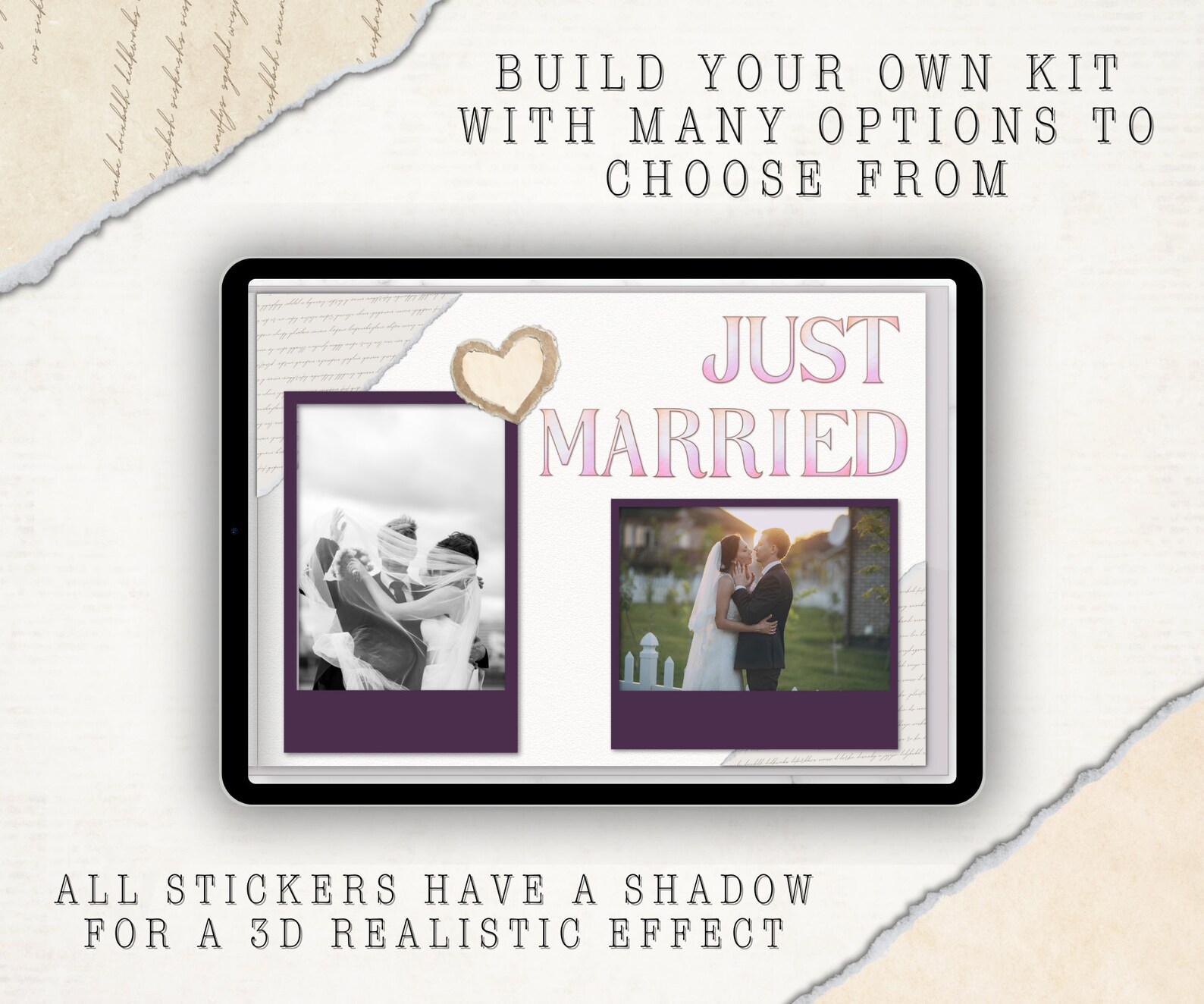 40 Digital Scrapbook Stickers | Basic Photo Frames | 10 Colors | 4 ...