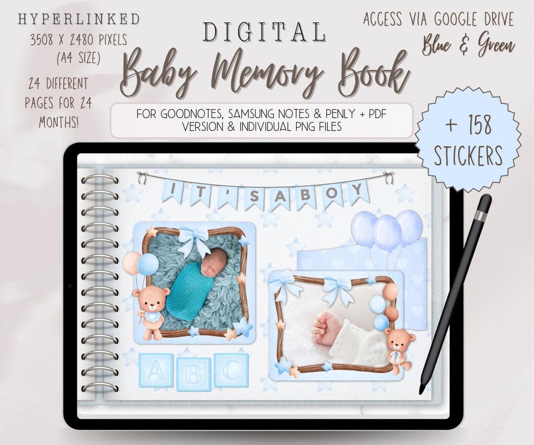 Digital Baby Memory Book With 158 Stickers | 24 Months | for Boys | for ...