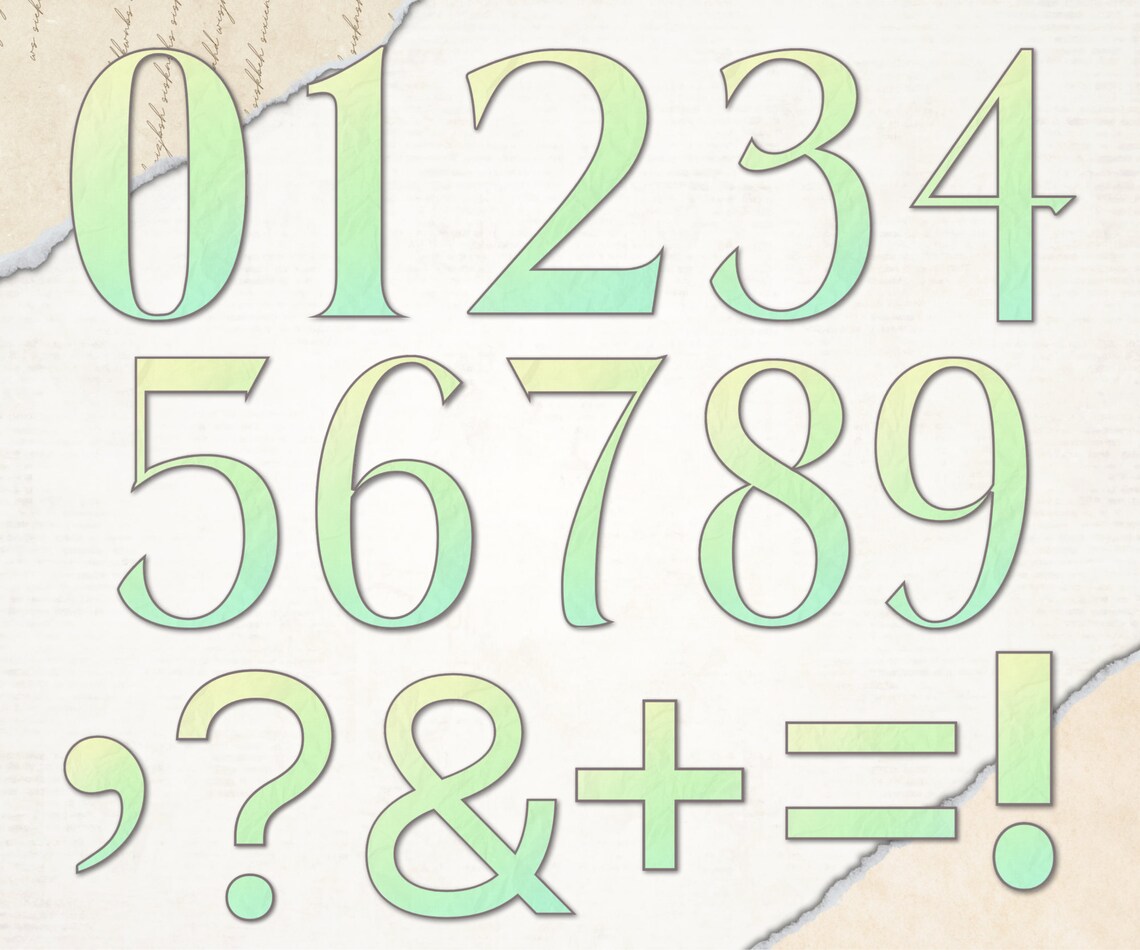 42 Alphabet Numbers & Punctuation Digital Scrapbook Stickers | Dreamy ...