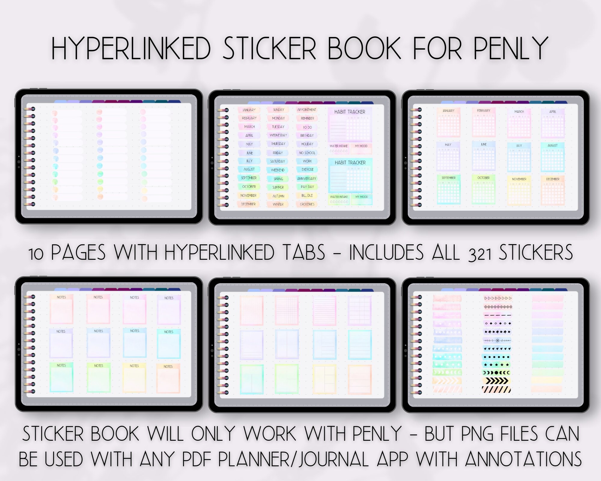 Pastel Watercolor Digital Planner Stickers FREE Stickers 321 Individual ...