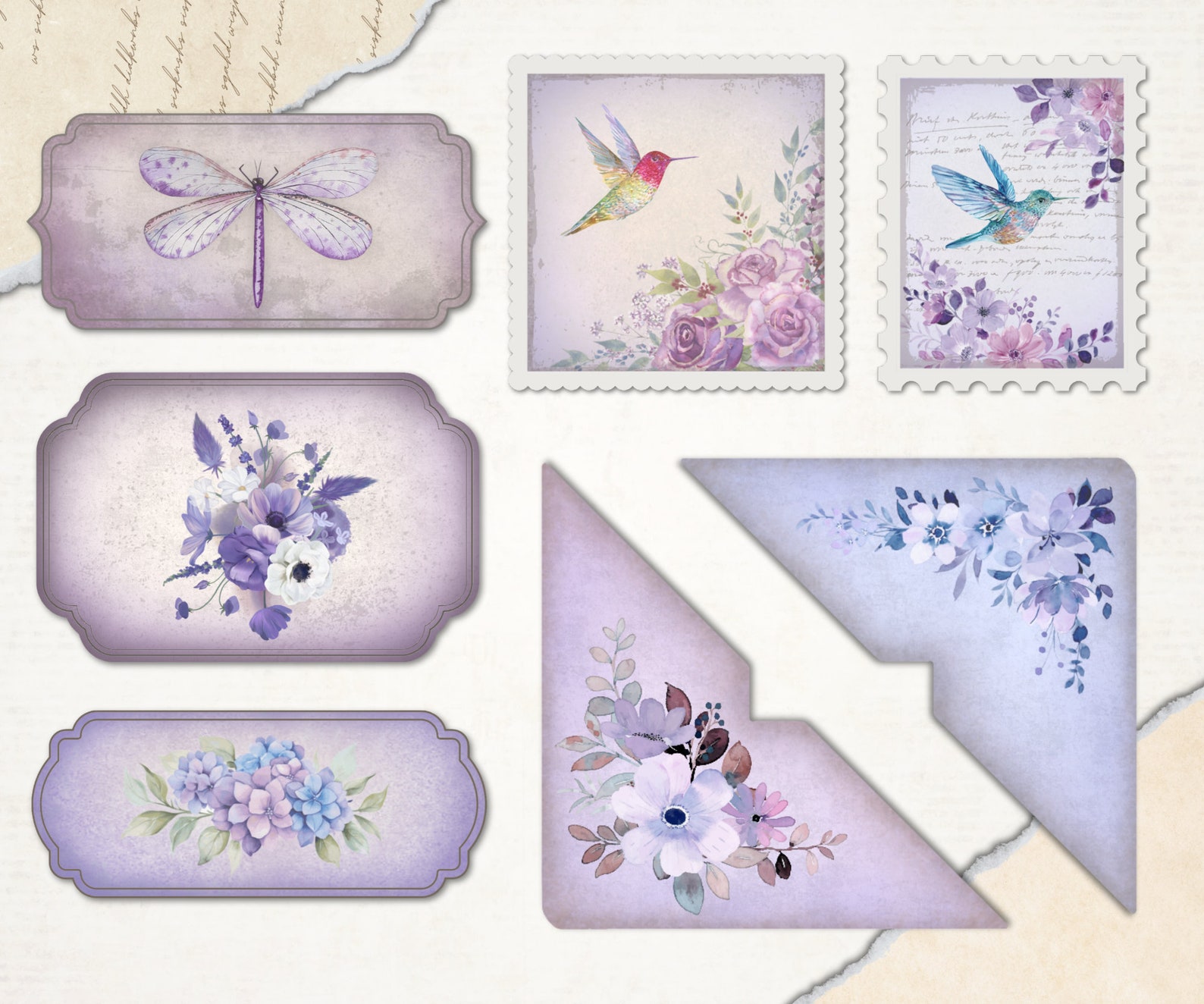 31 Scrapbook Digital Stickers | Vintage Purple Miscellaneous ...