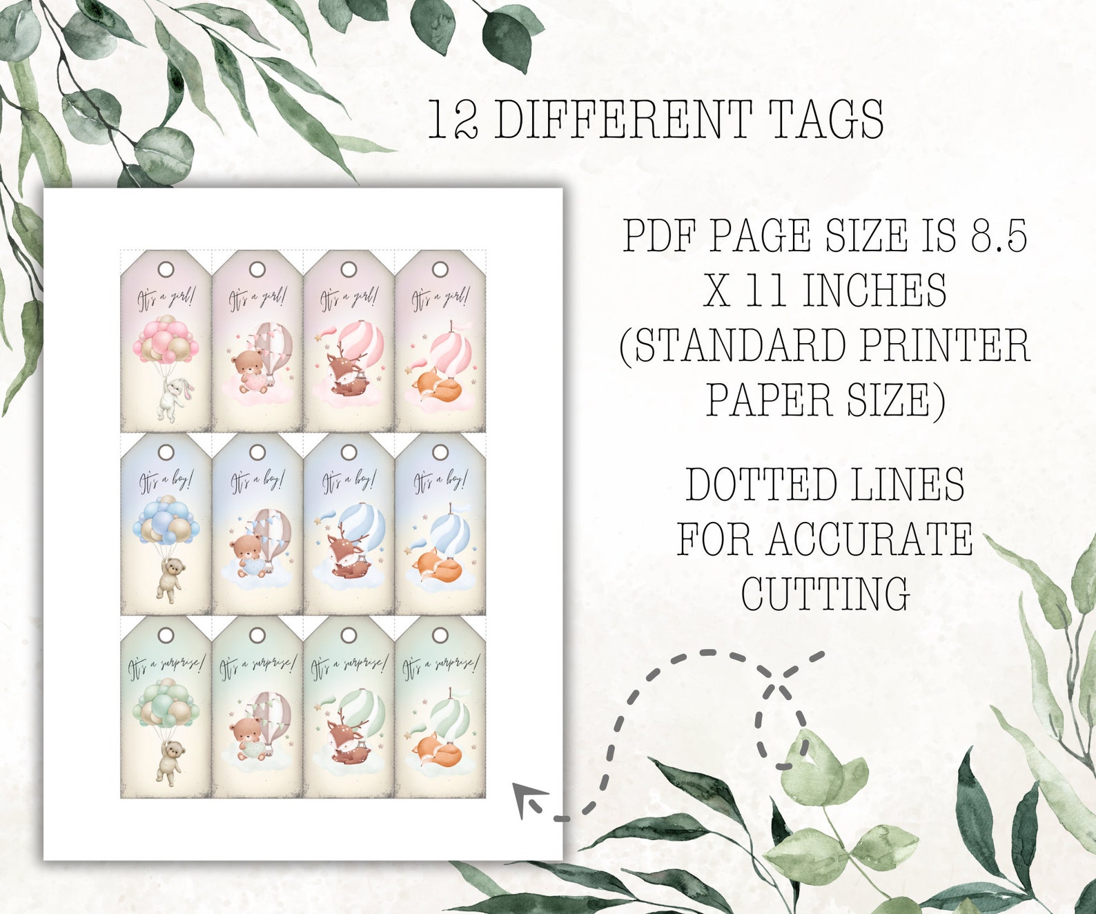 Printable Baby Shower Gift Tags | 3 Colours | PDF | 12 Designs | Gender ...