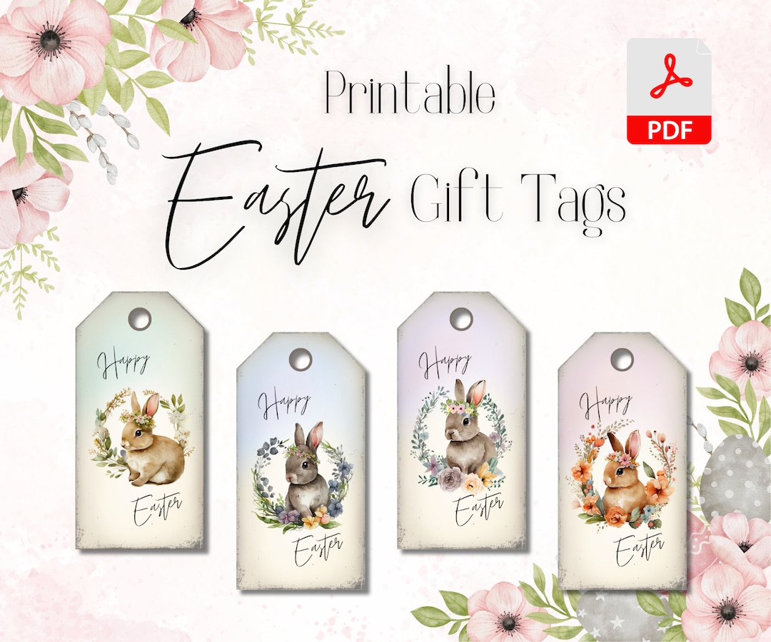 Printable Easter Gift Tags | PDF | 4 Colors - Etsy