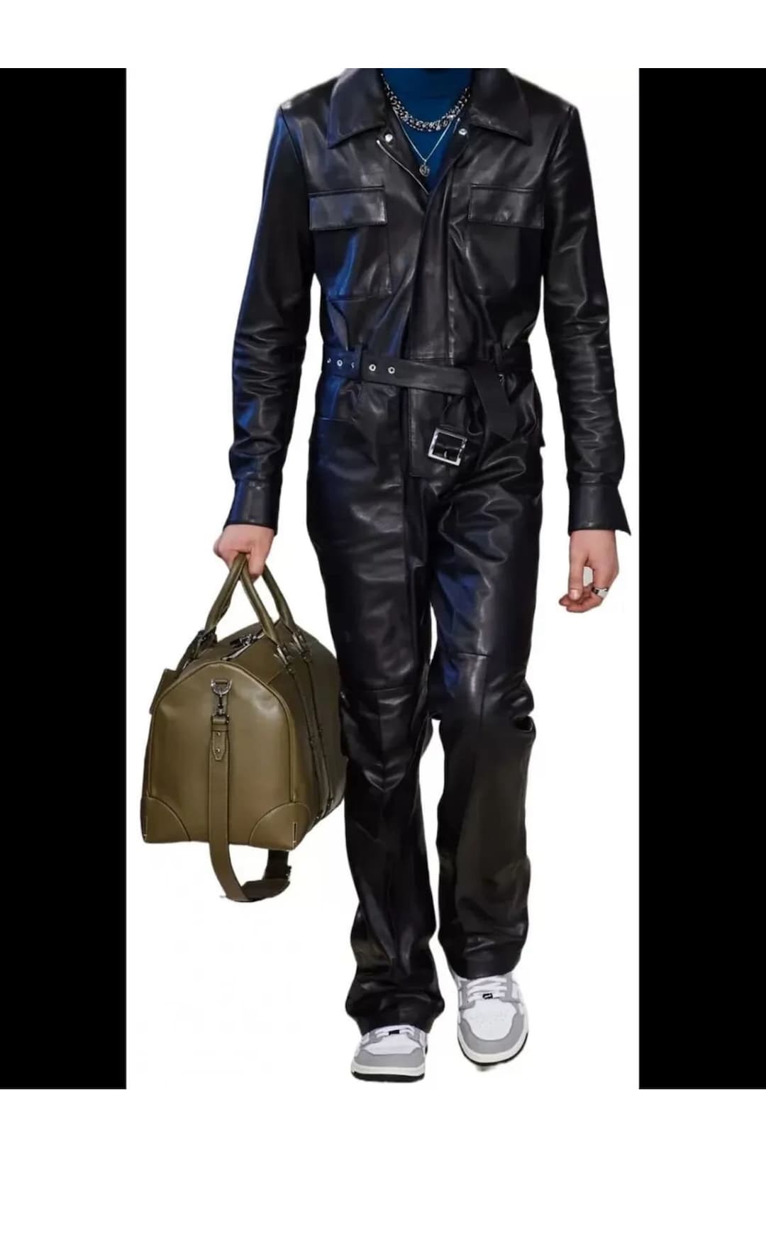 Men's Genuine Soft Leather Catsuit Black Overall Bodysuit - Etsy