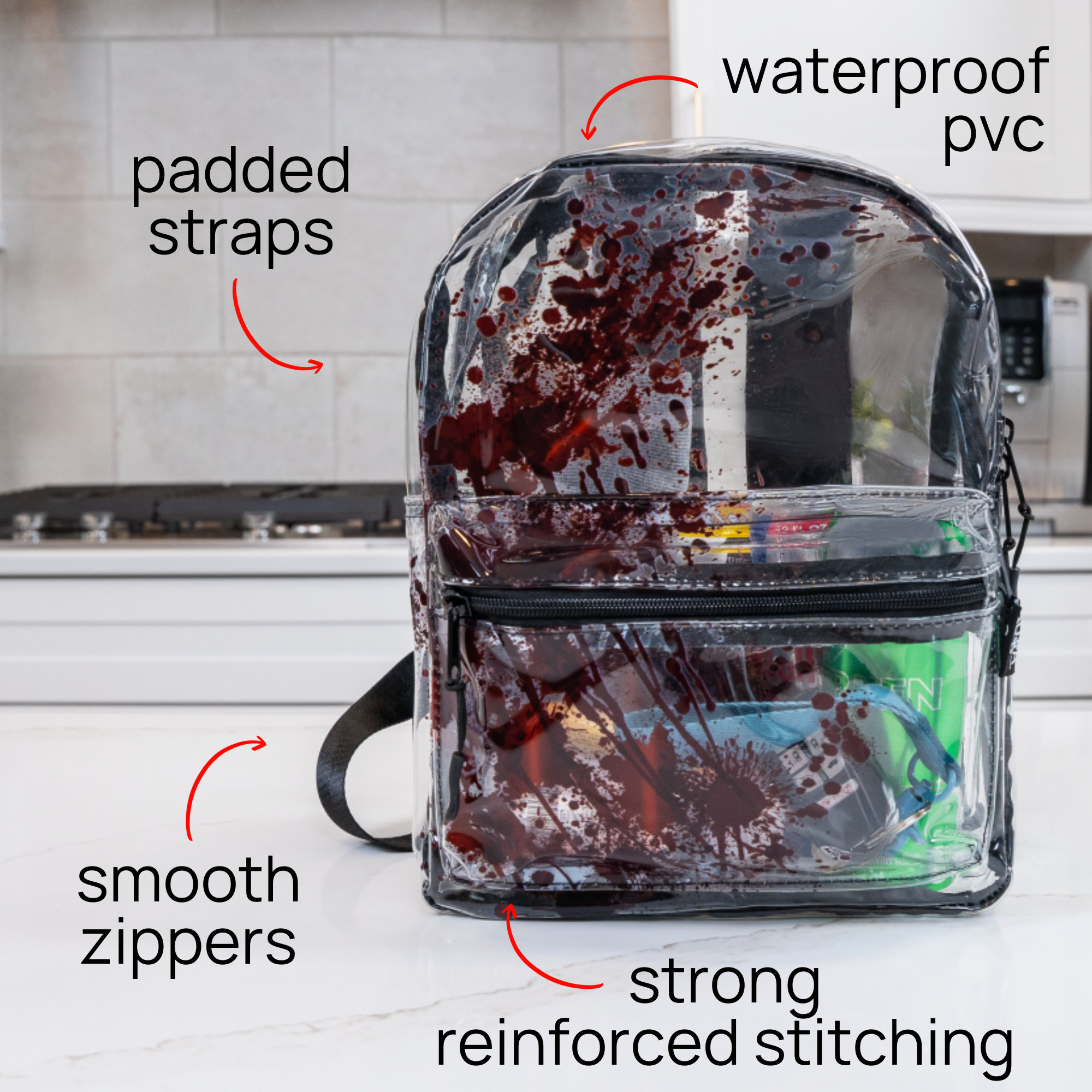 Clear Red Backpack Stadium Approved for Halloween, Concerts, Games ...