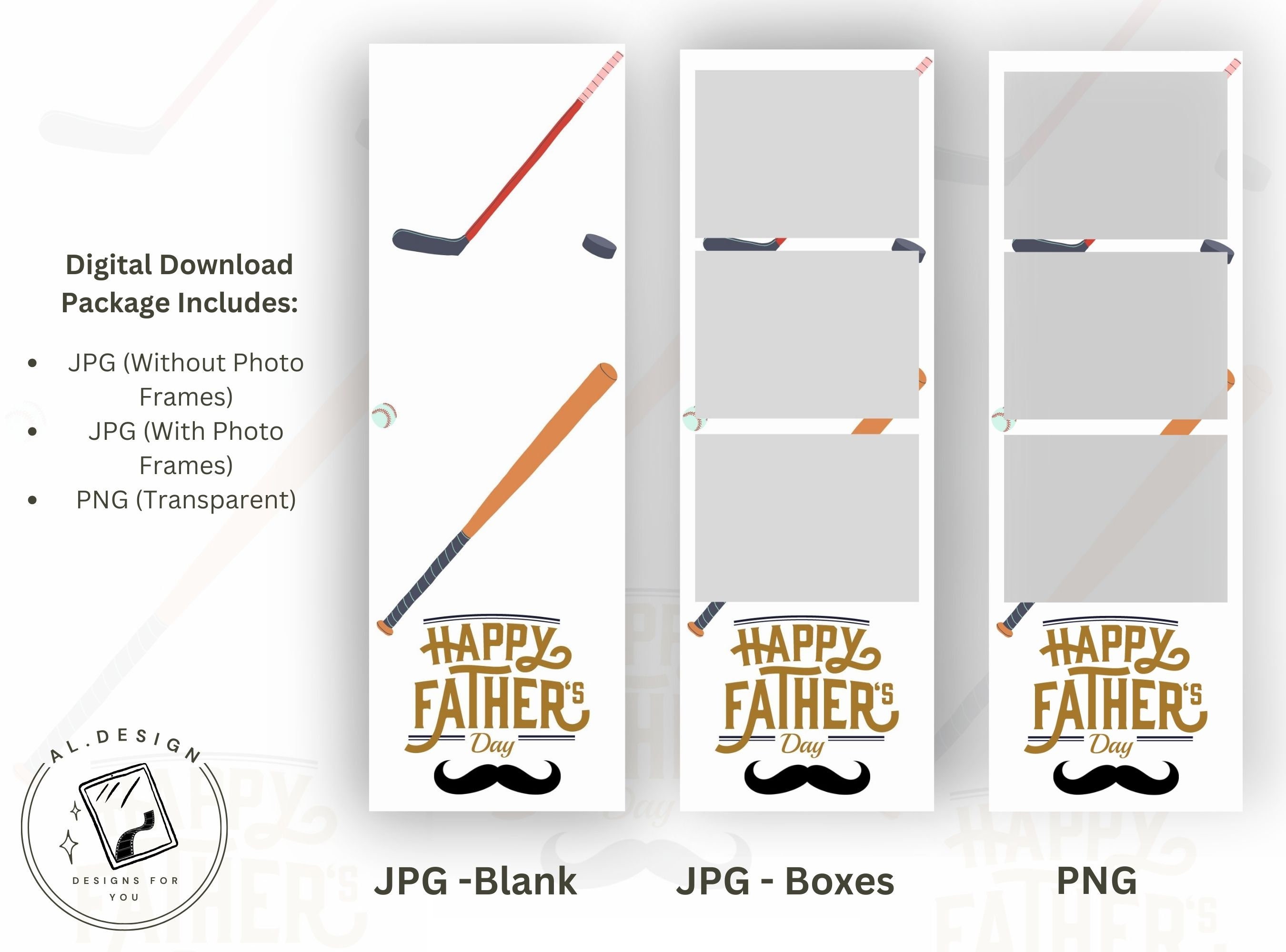 Father's Day Photo Booth Template, Photobooth Baseball and Hockey Sport ...
