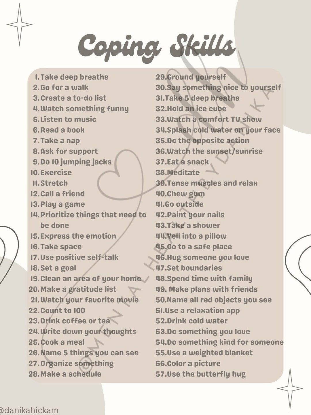 Coping Skills, Self-care Ideas, Grounding and Mindfulness Mental Health ...