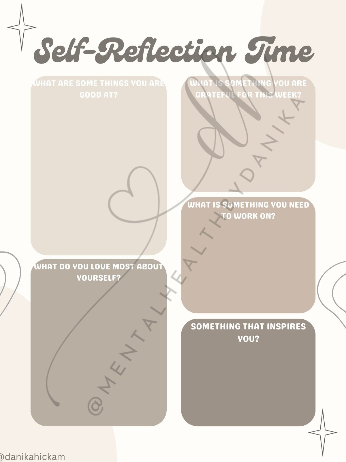 Self-reflection Mental Health Therapy Worksheet - Etsy