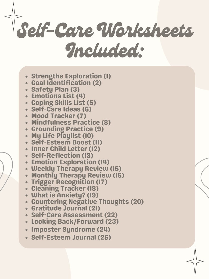 Self-care Mental Health Worksheet Bundle - 25 Worksheets Included! - Etsy