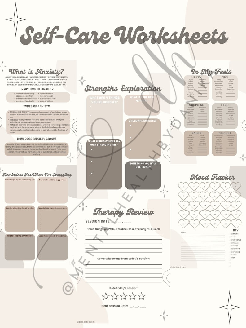 Self-care Mental Health Worksheet Bundle - 25 Worksheets Included! - Etsy