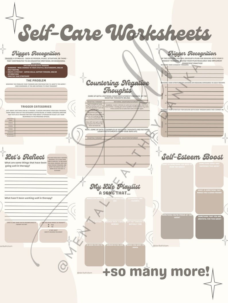 Self-care Mental Health Worksheet Bundle - 25 Worksheets Included! - Etsy