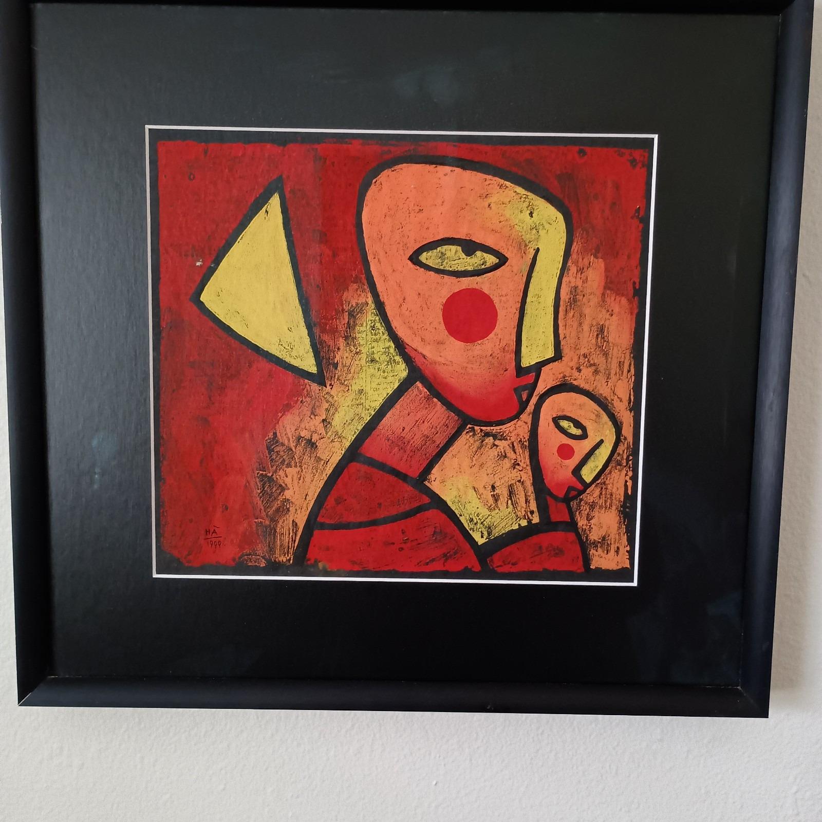 Vintage Original Modern Signed Cubism Expressionist on Newspaper ...