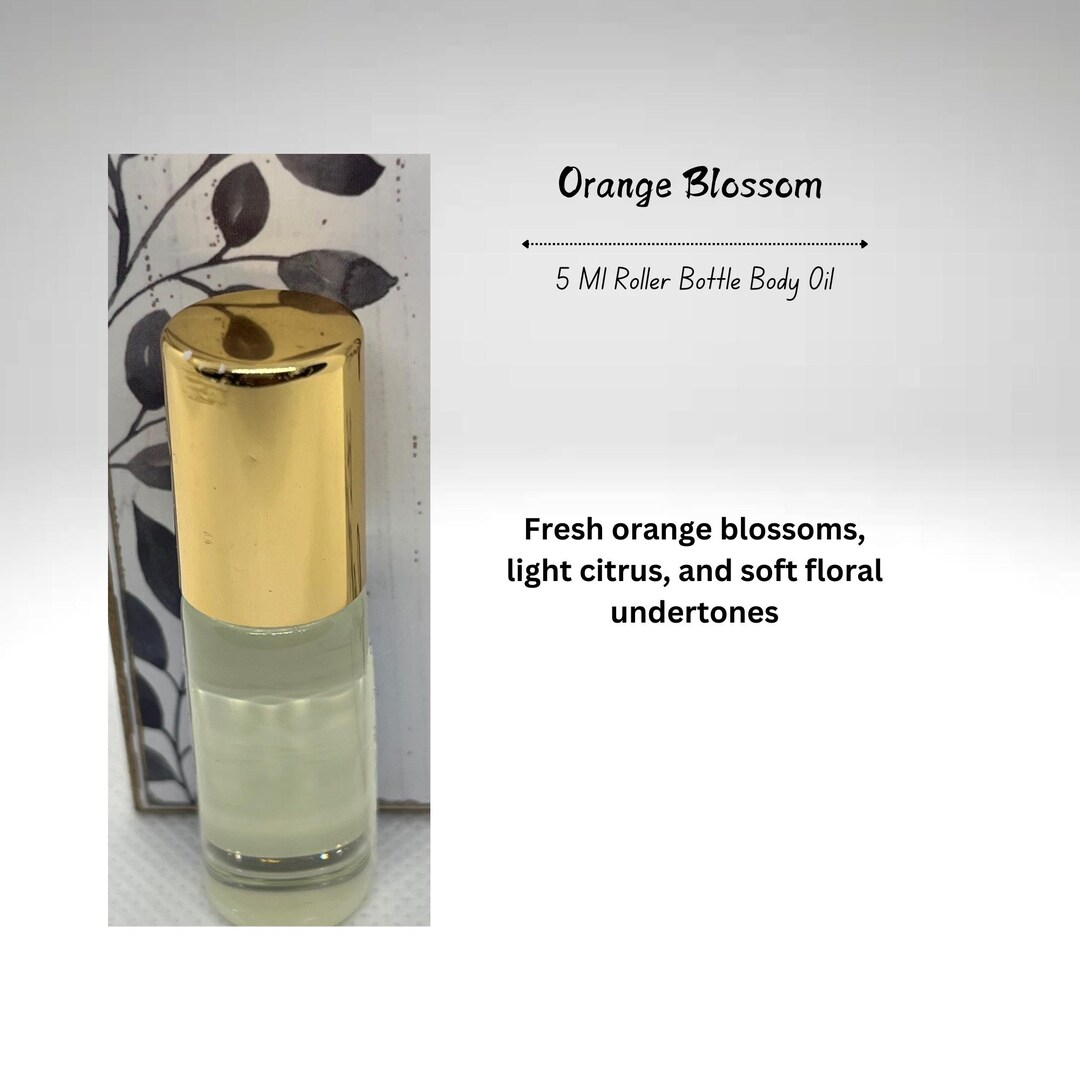 Orange Blossom Fresh & Floral 5ml Roller Bottle Body Oil, Long-lasting Scent, Energizing Aroma ...