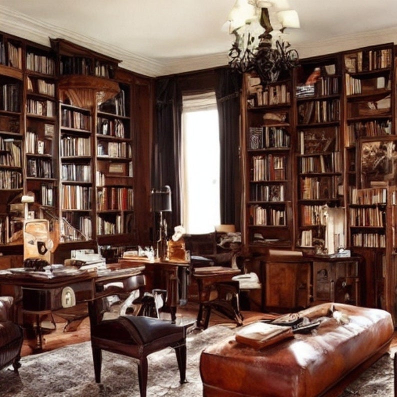 Old World Bookshelf Study Office Background Zoom/teams Virtual ...
