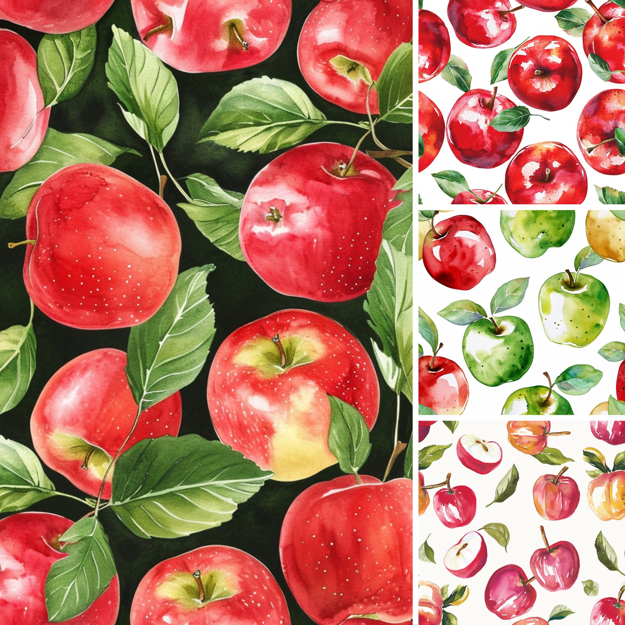 36 Fruit Patterns 1 - Popular Fruit, Seamless Tiles, 300 DPI, 12inch ...