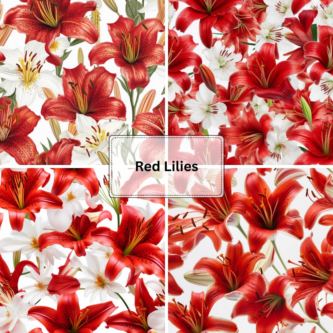 Lily Patterns - Popular Colors, Seamless Tiles, 300 DPI, 12inch, JPG ...