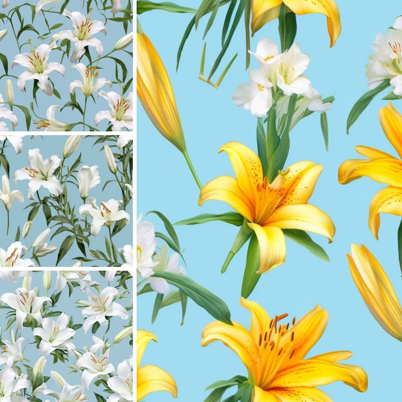 Lily Patterns - Popular Types, Seamless Tiles, 300 DPI, 12inch, JPG ...