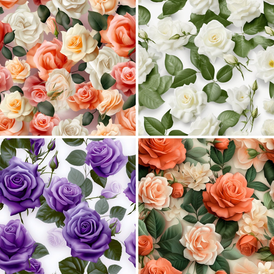 Rose Patterns Popular Colors, Seamless Tiles, 300 DPI, 12inch, JPG ...
