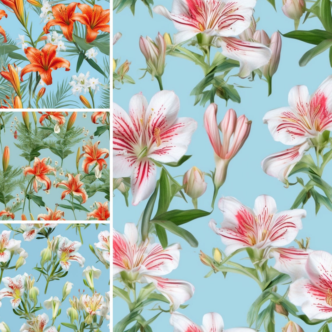 Lily Patterns - Popular Types, Seamless Tiles, 300 DPI, 12inch, JPG ...