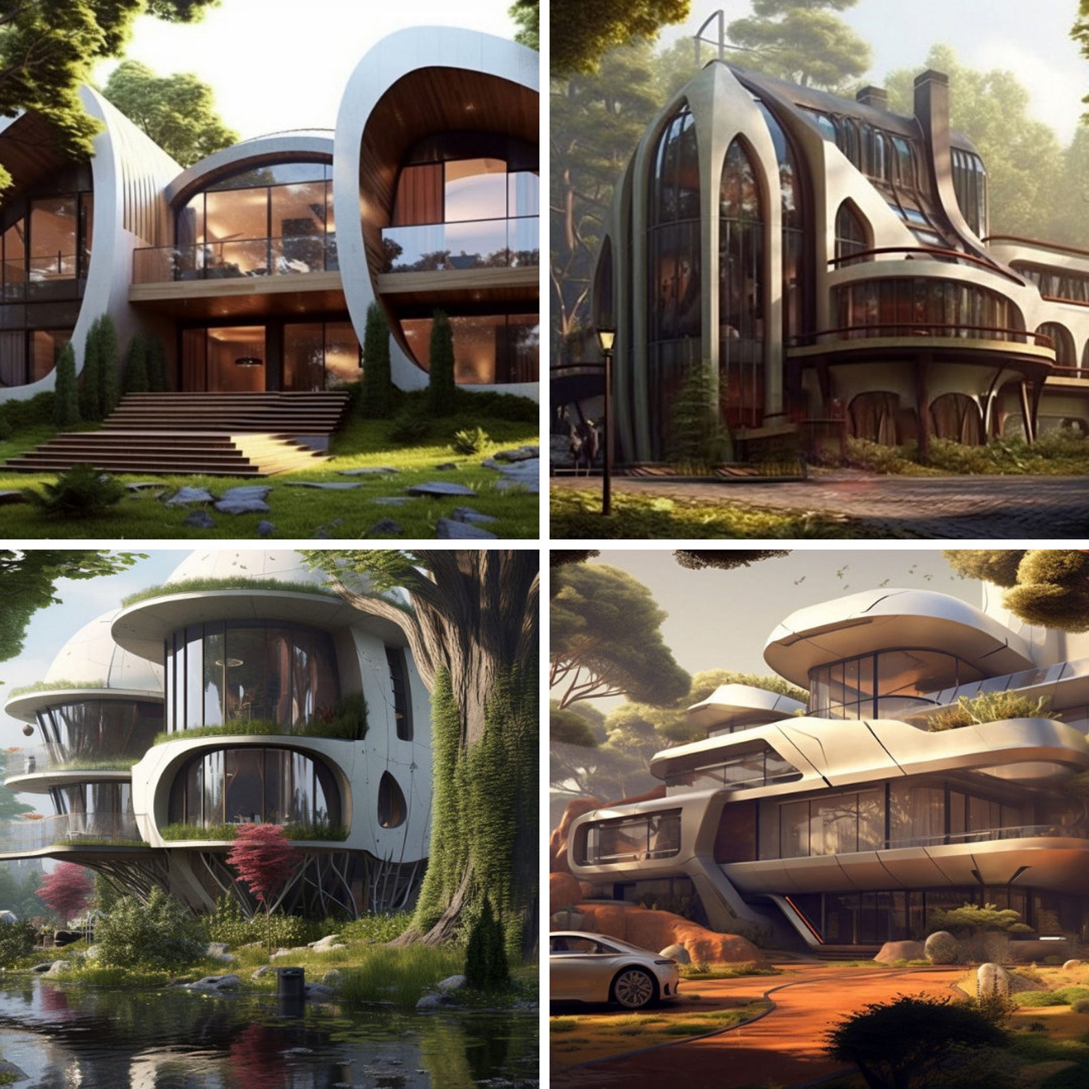 Futuristic Suburban Homes Digital Artwork Ancient European Area ...