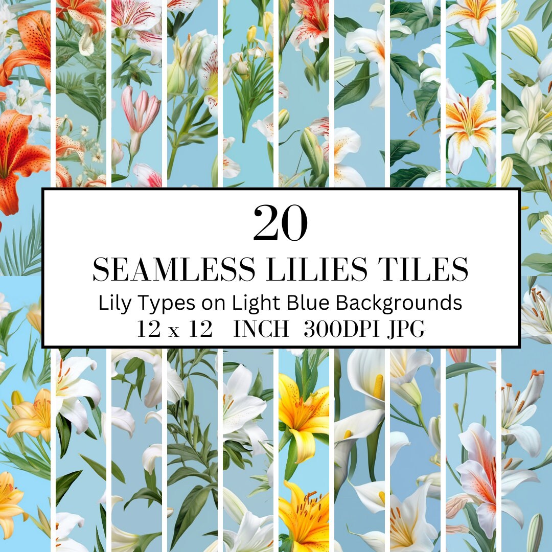 Lily Patterns - Popular Types, Seamless Tiles, 300 DPI, 12inch, JPG ...