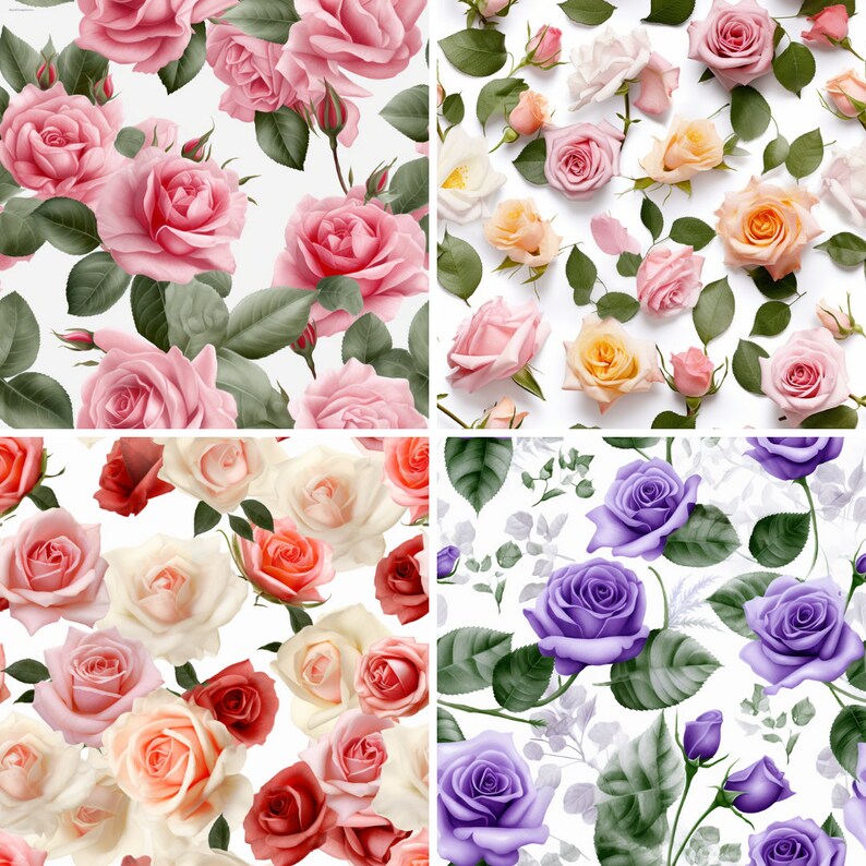 Rose Patterns - Popular Colors, Seamless Tiles, 300 DPI, 12inch, JPG ...