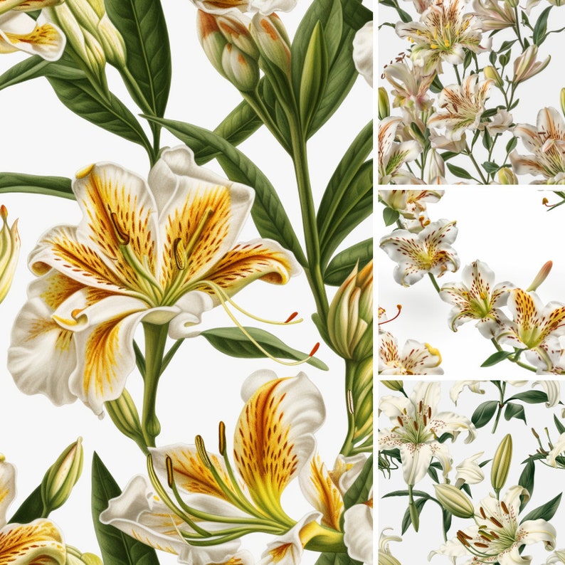 Lily Patterns - Popular Types, Seamless Tiles, 300 DPI, 12inch, JPG ...