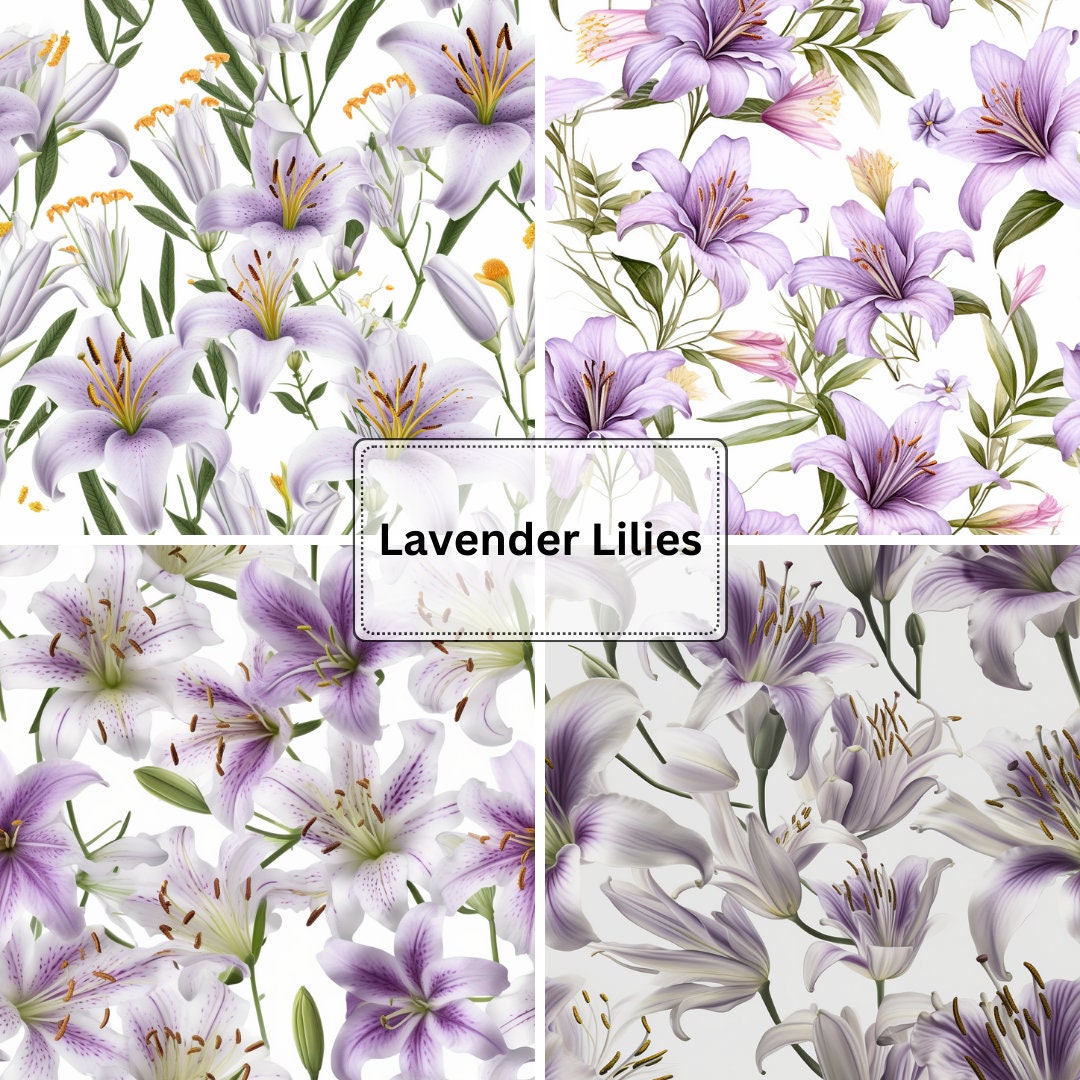 Lily Patterns - Popular Colors, Seamless Tiles, 300 DPI, 12inch, JPG ...