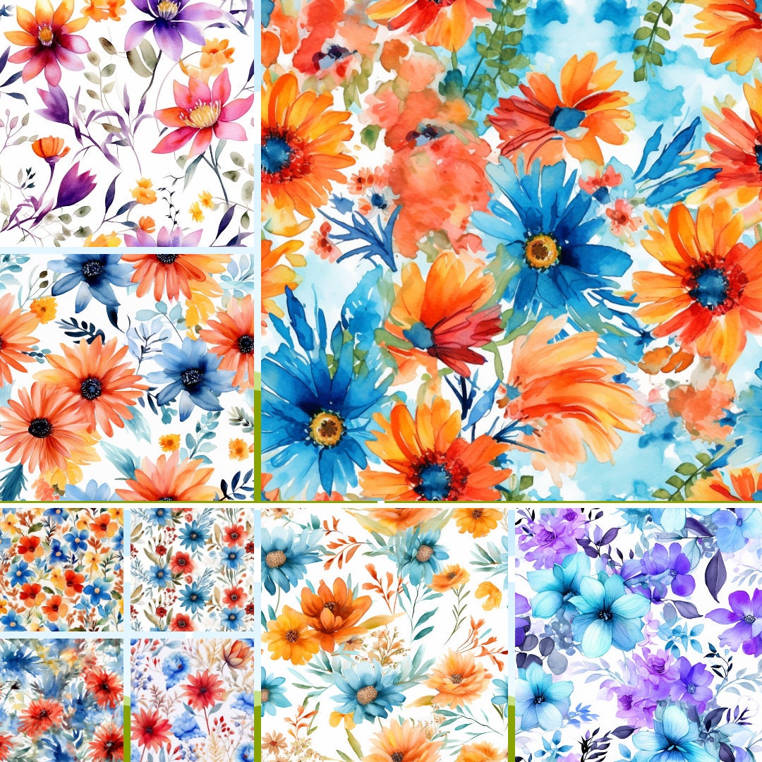 Watercolor Style Summer Floral Patterns Seamless Floral - Etsy