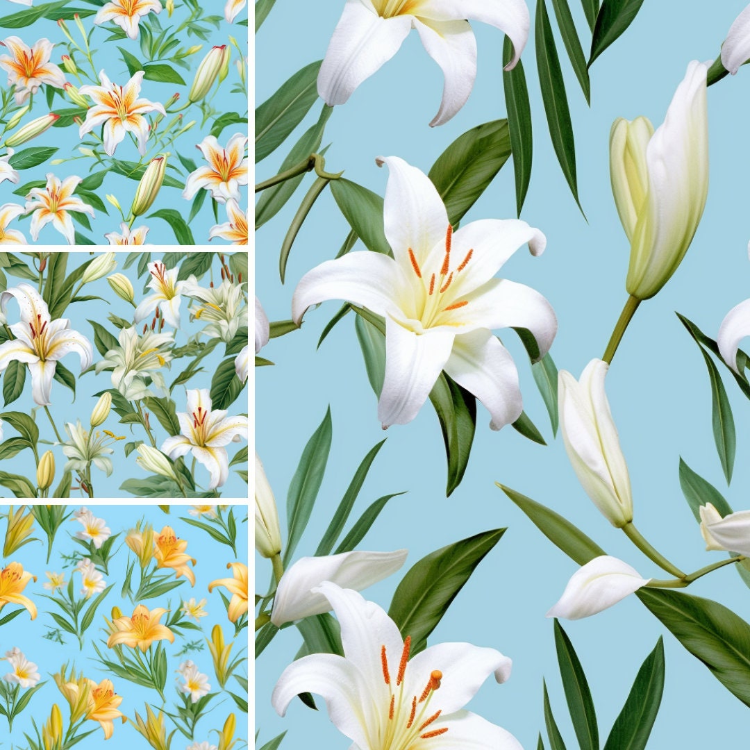 Lily Patterns - Popular Types, Seamless Tiles, 300 DPI, 12inch, JPG ...