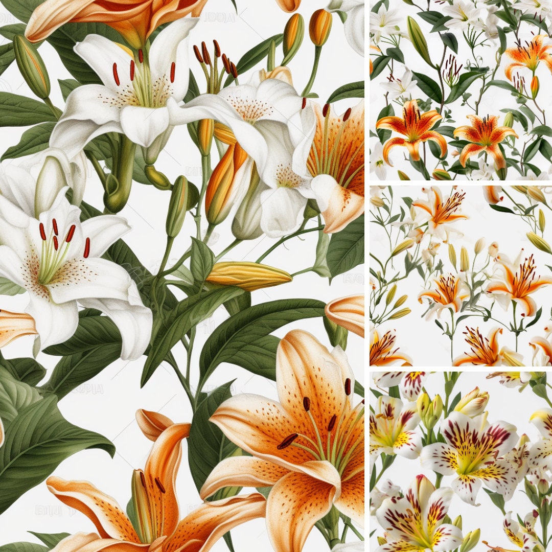 Lily Patterns - Popular Types, Seamless Tiles, 300 DPI, 12inch, JPG ...