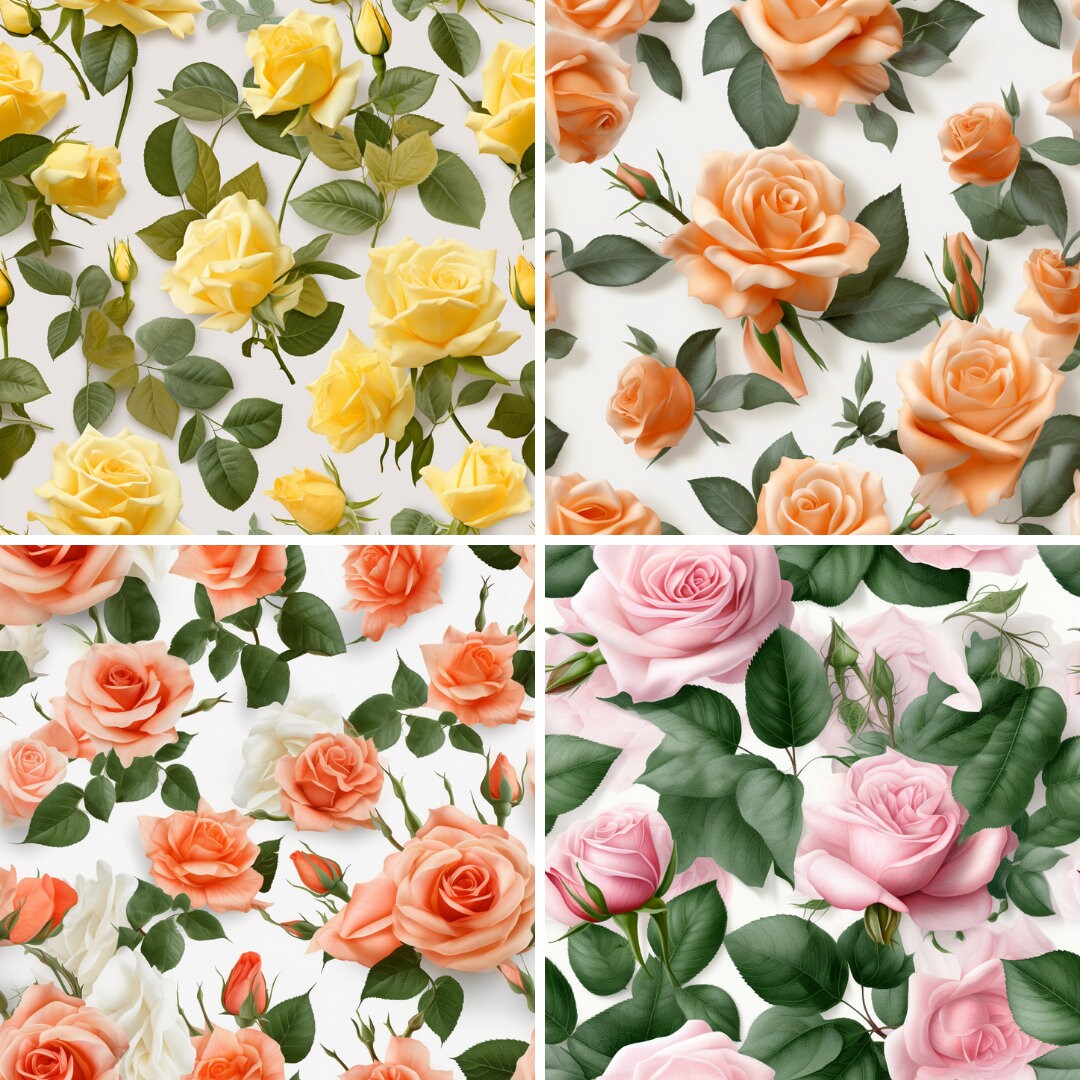 Rose Patterns - Popular Colors, Seamless Tiles, 300 DPI, 12inch, JPG ...