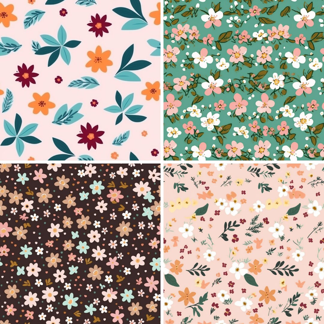 Flowers Digital Paper, Flowers Seamless Pattern, Floral Prints, Flowers ...