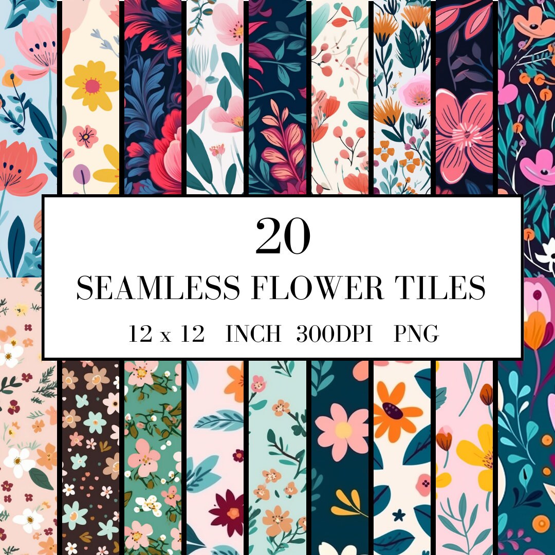 Flowers Digital Paper, Flowers Seamless Pattern, Floral Prints, Flowers ...