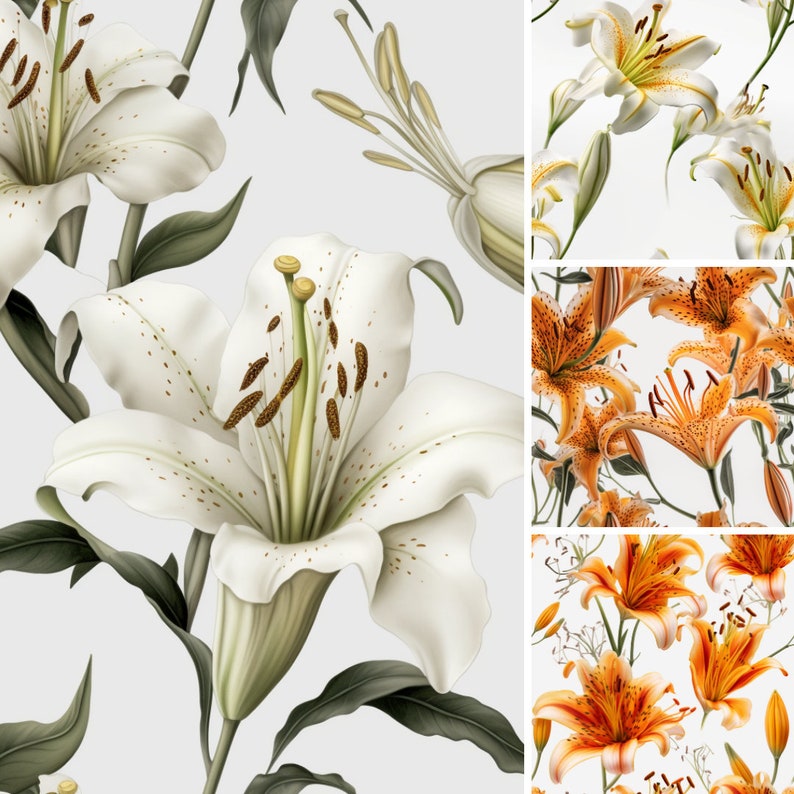 Lily Patterns - Popular Types, Seamless Tiles, 300 DPI, 12inch, JPG ...