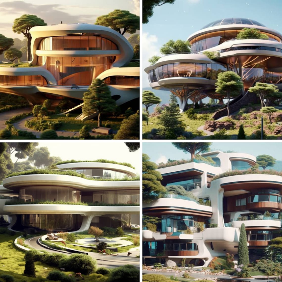 Futuristic Suburban Homes - Digital Artwork - Ancient Central American ...