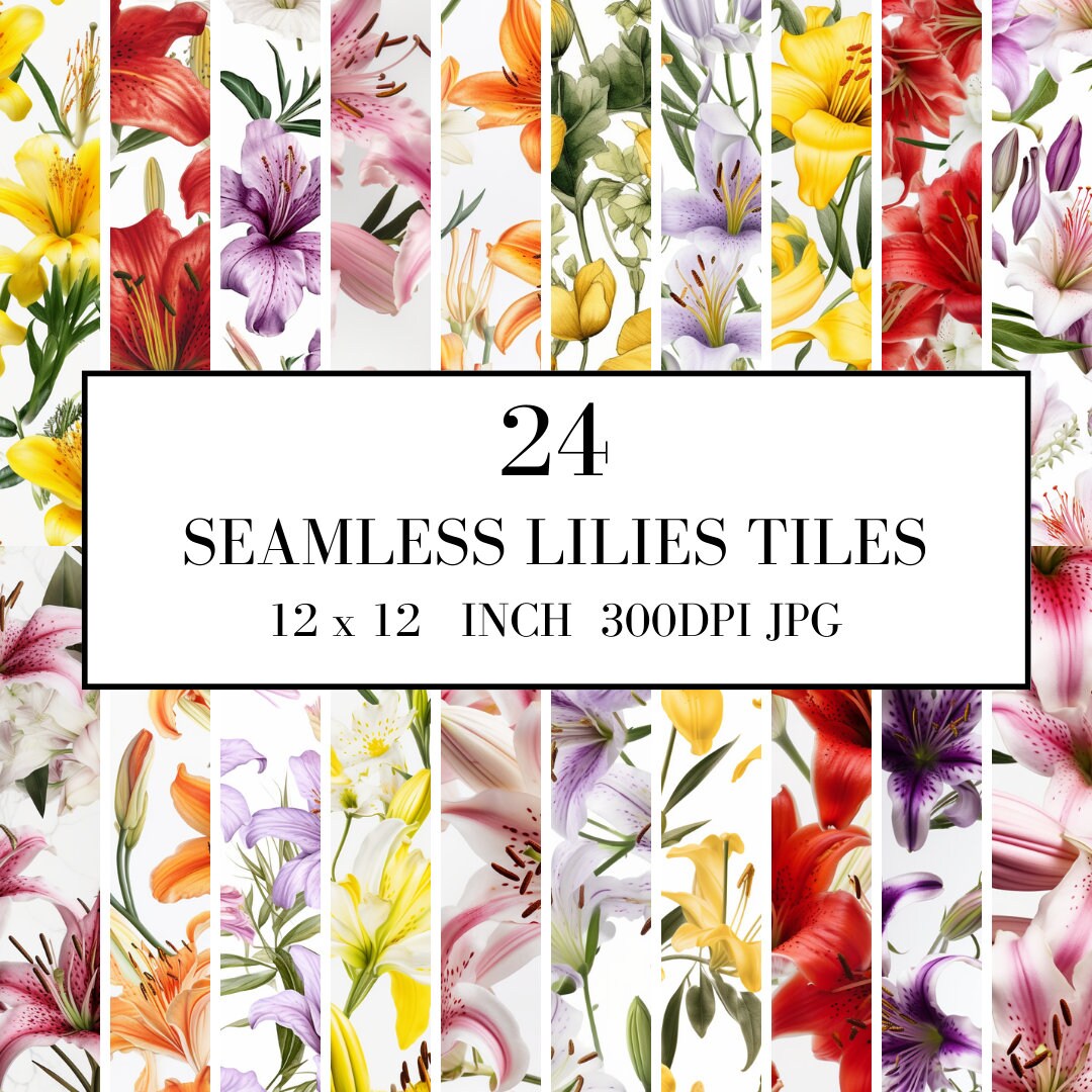 Lily Patterns - Popular Colors, Seamless Tiles, 300 DPI, 12inch, JPG ...