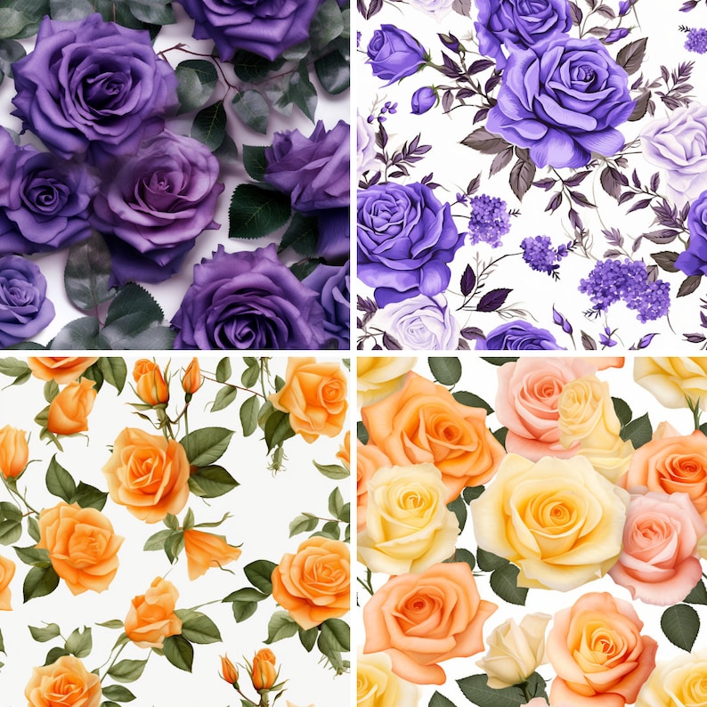 Rose Patterns - Popular Colors, Seamless Tiles, 300 DPI, 12inch, JPG ...