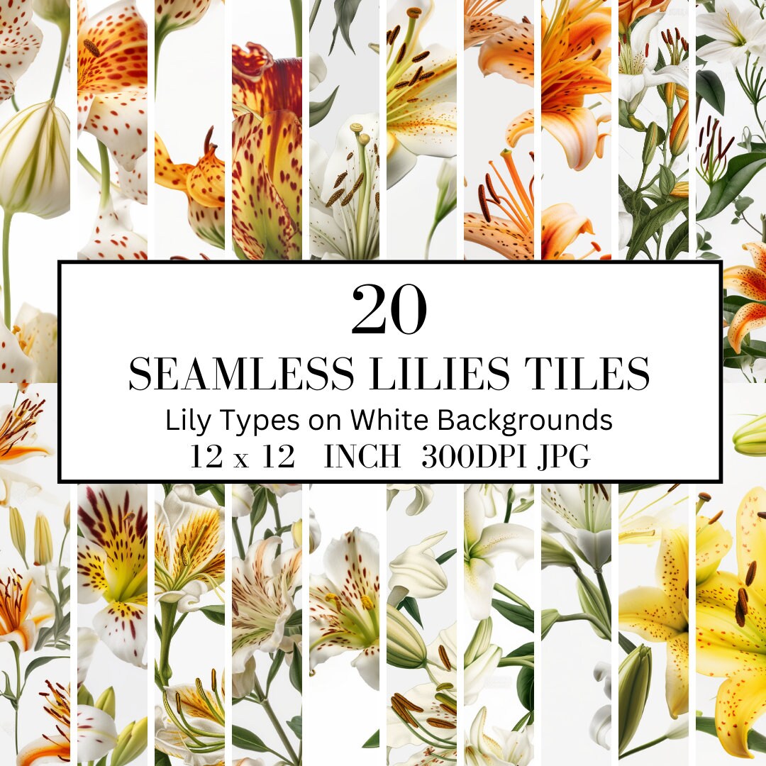 Lily Patterns - Popular Types, Seamless Tiles, 300 DPI, 12inch, JPG ...