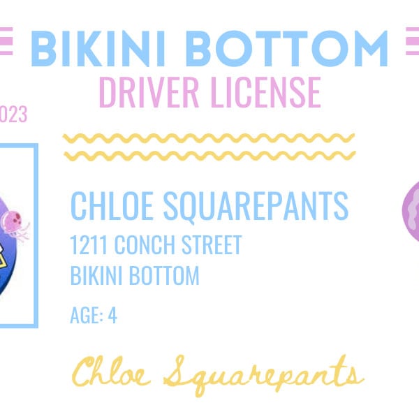 Spongebob Id Card - Etsy