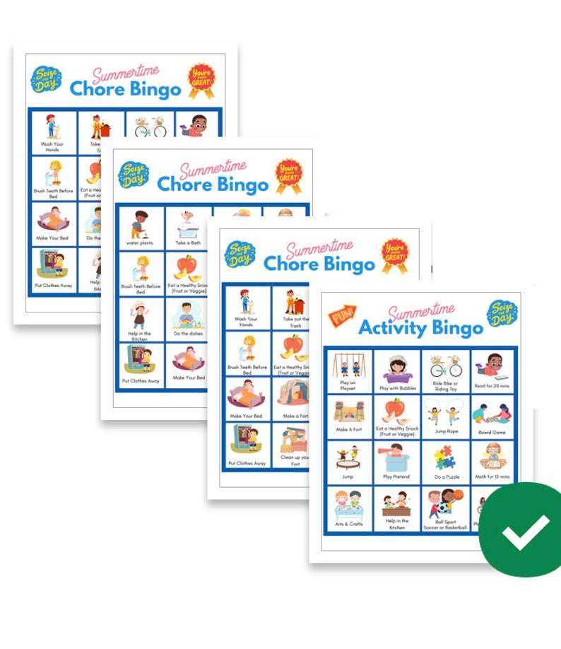 Summertime Chore Chart Bingo - Kids Have Fun With This Chore Chart ...