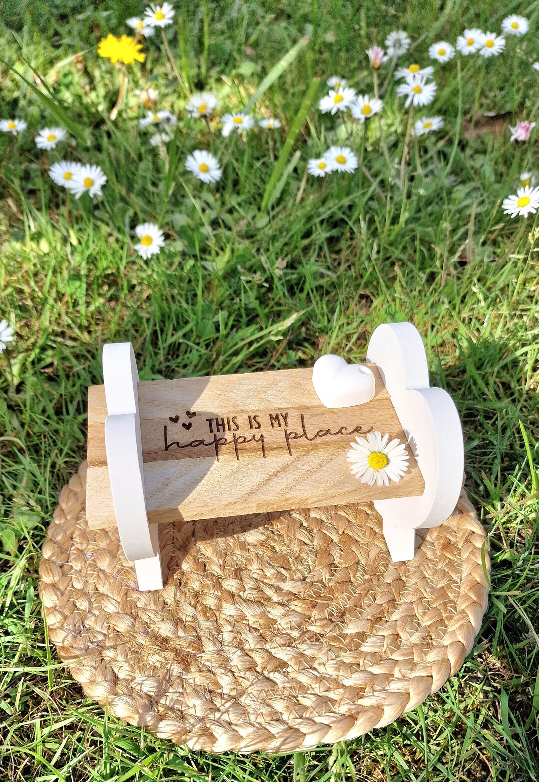 Kleine Holzbank mit Spruch, Holzbaenkchen, Bank aus Holz mit Spruch ...