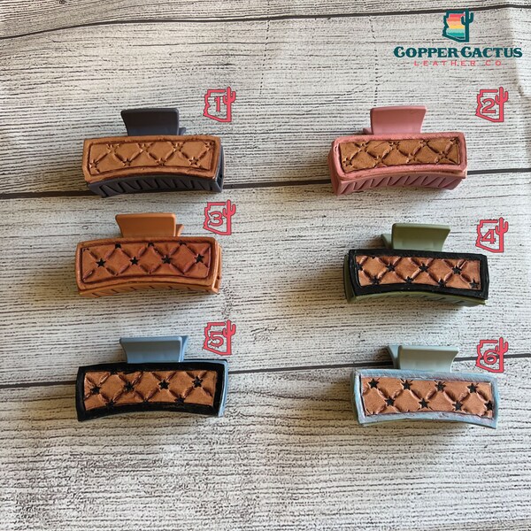 Western Leather Tooled Claw Clip - Etsy