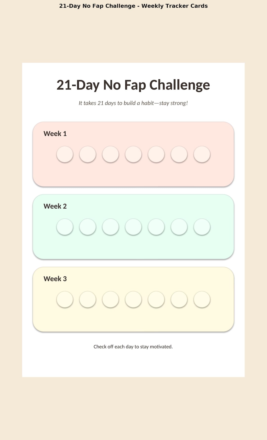 21-day No Fap Challenge Printable Tracker – Minimalist Pastel Habit ...